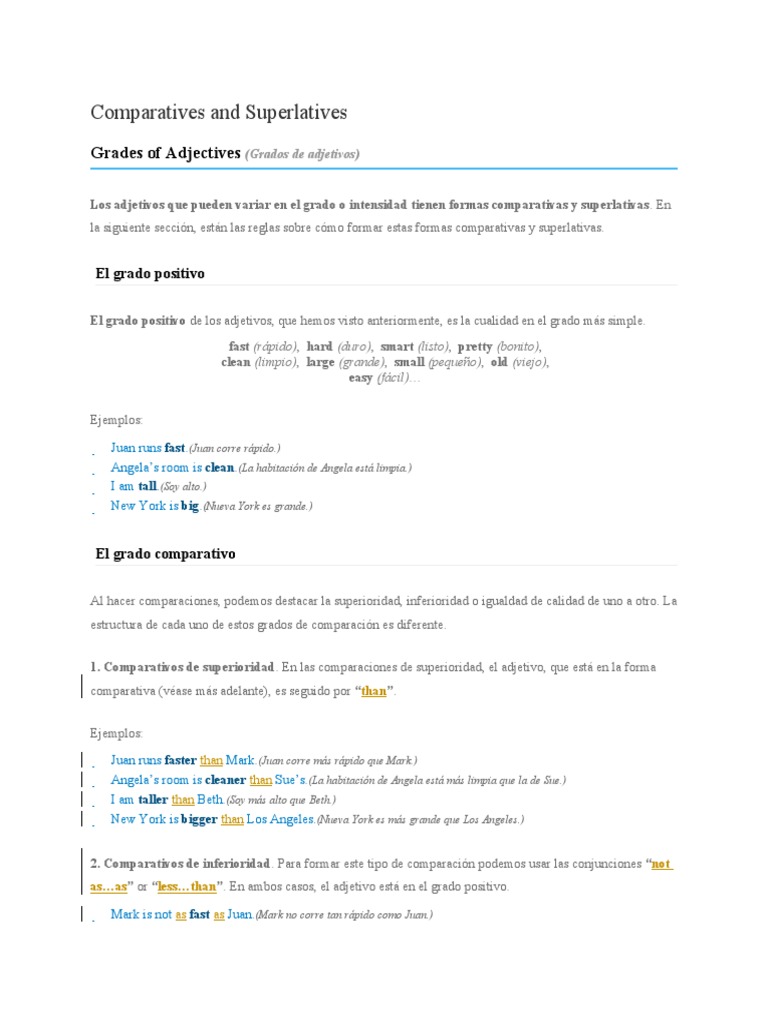 Comparatives and Superlatives | PDF | Semántica | Morfología