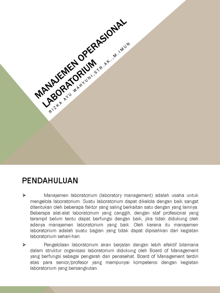 Manajemen Operasional Laboratorium | PDF