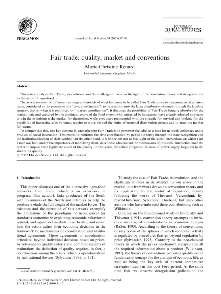 Fair Trade. Quality, Market and Conventions | PDF | Fair Trade | Market ...