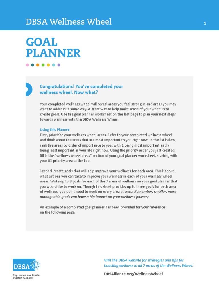 DBSA-WellnessWheel-WS-GoalPlanner | PDF