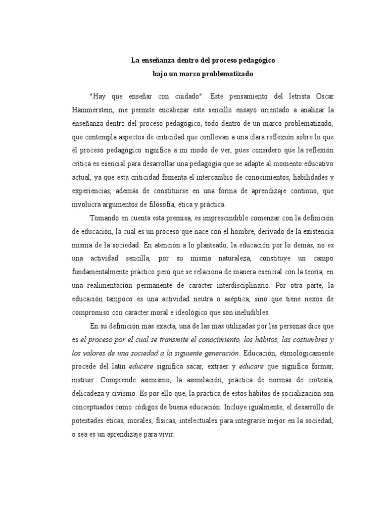 Analisis La Enseñanza Pdf Enseñando Plan De Estudios
