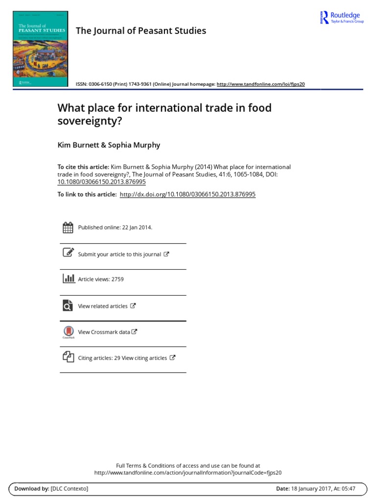 What Place For International Trade in Food Sovereignty | PDF | Fair ...