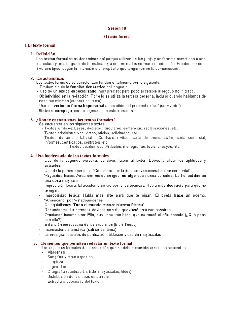 Textos formales e informales: características | PDF | Comunicación ...