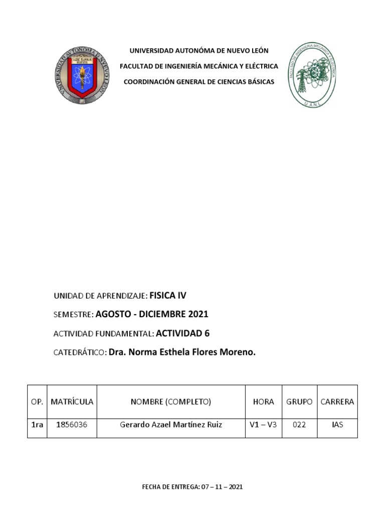 Actividad #6 - Fisica 4 | PDF