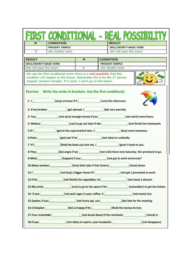 8º AÑO - Guía de Ejercicios Firts Conditional | PDF