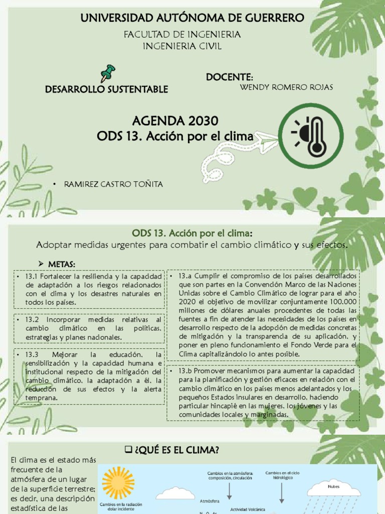 AGENDA 2030 ODS 13 Acción Por El Clima en Guerrero | PDF | Ciencias de ...