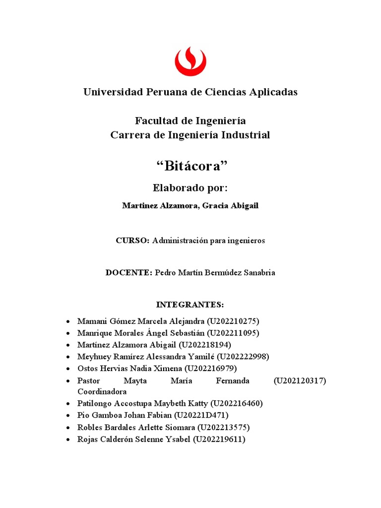 Bitácora de Trabajo en Equipo UPC | PDF
