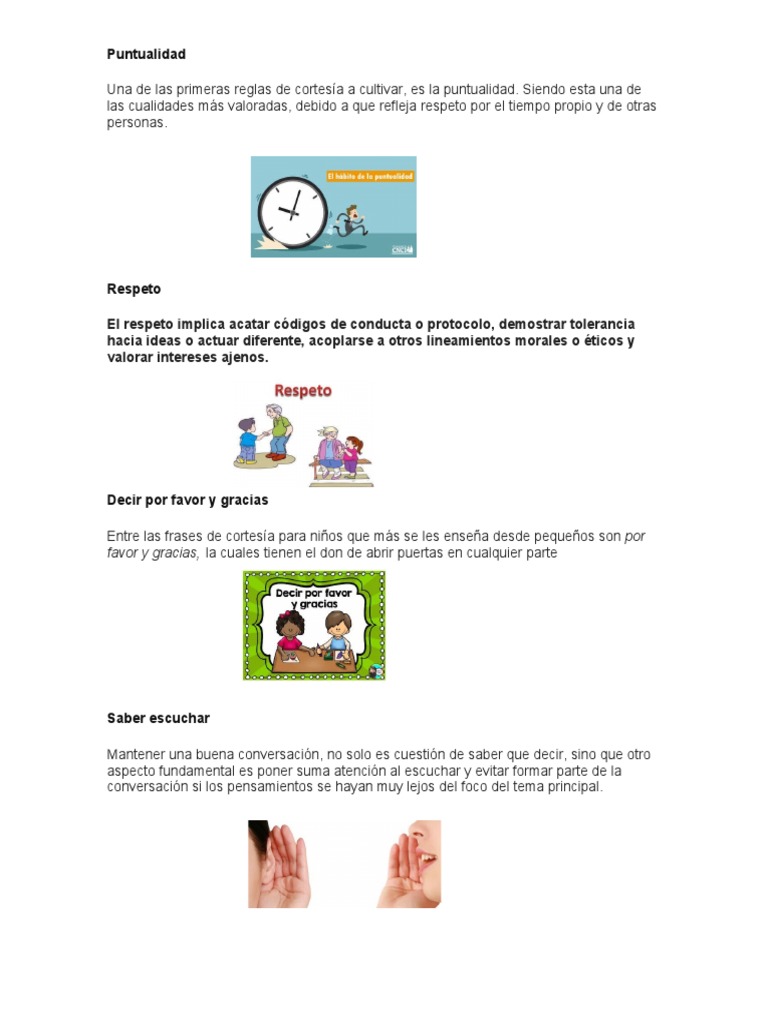 Normas de Cortesía para Niños | PDF