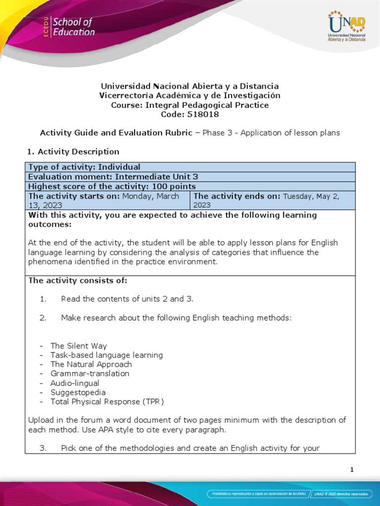 Activity Guide and Evaluation Rubric - Phase 3 - Application of Lesson ...