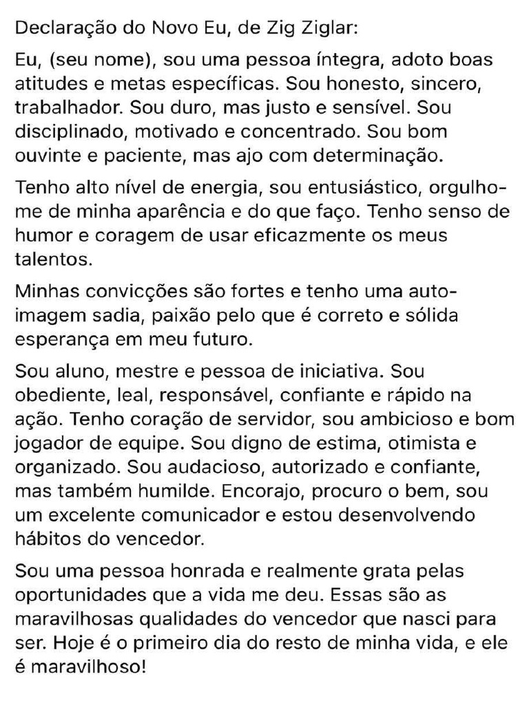 Novo Eu Zig Ziglar | PDF