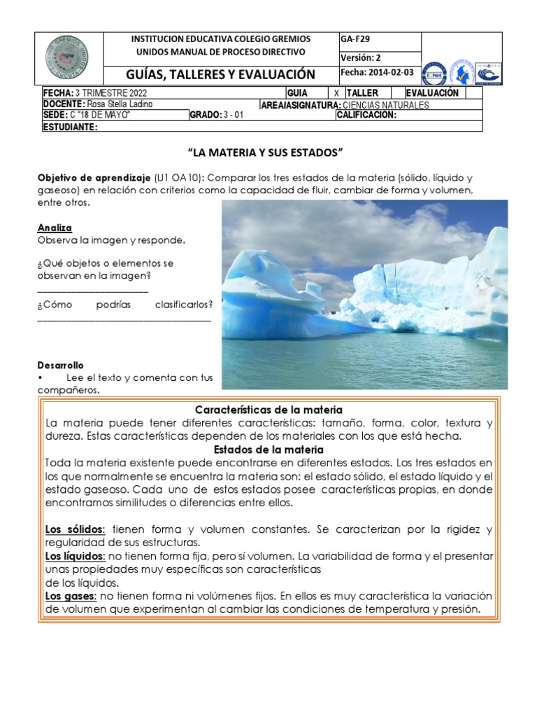 Guía - CN - Estados de La Materia | PDF