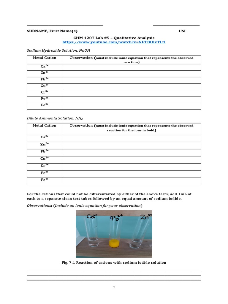 CHM Lab.5 Student Report | PDF | Sets Of Chemical Elements | Metallic Elements