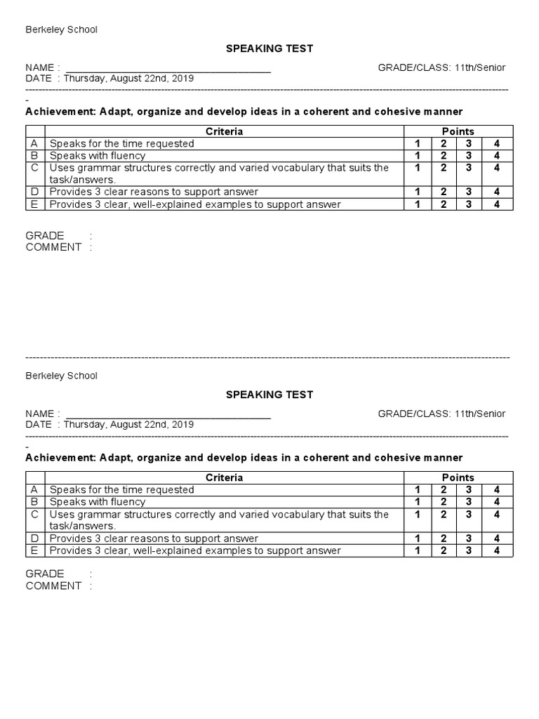 Speaking Test | PDF | Applied Linguistics | Language Education