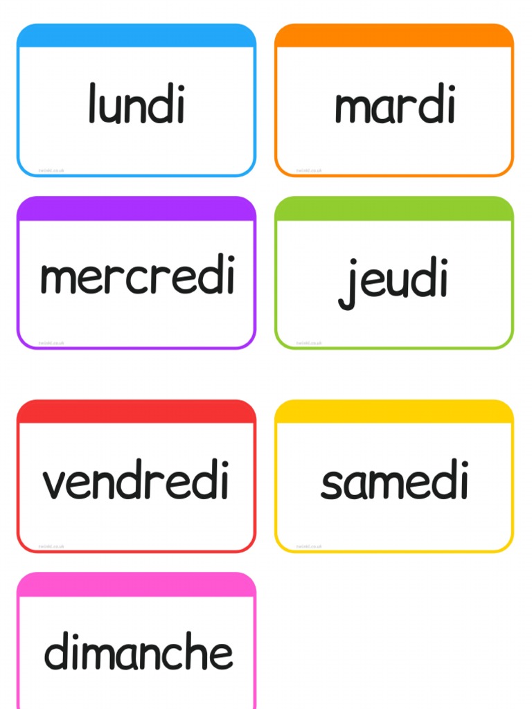 FR-T-L-4077-Days-of-the-Week-Flashcards-French.pdf | PDF