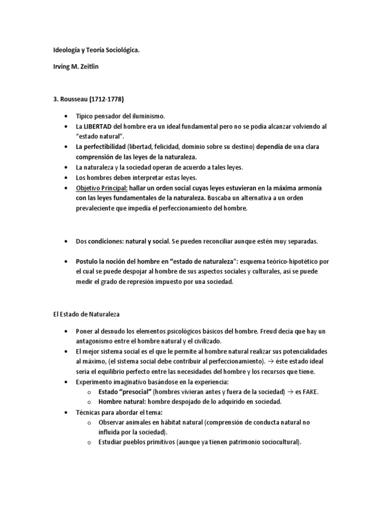 Resumen Rousseau - Zeitlin | PDF | Sociedad | Jean-Jacques Rousseau