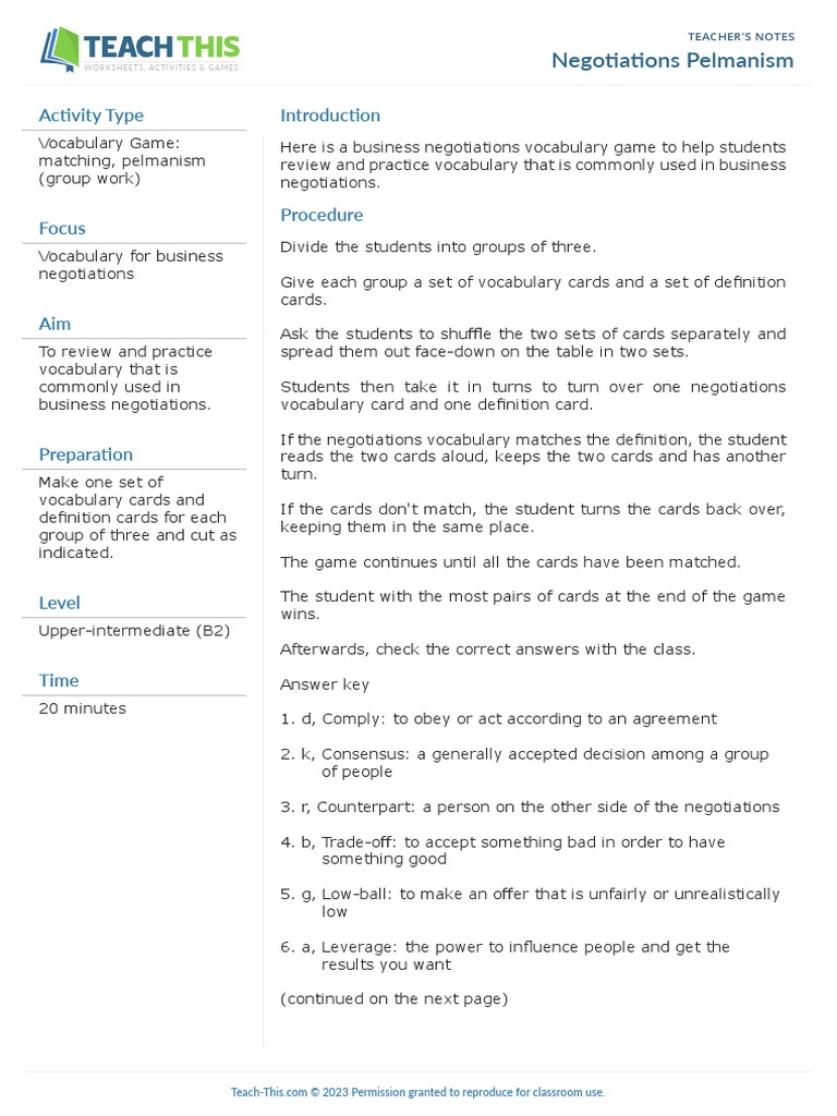 Negotiation Pelmanism | PDF | Bargaining | Negotiation
