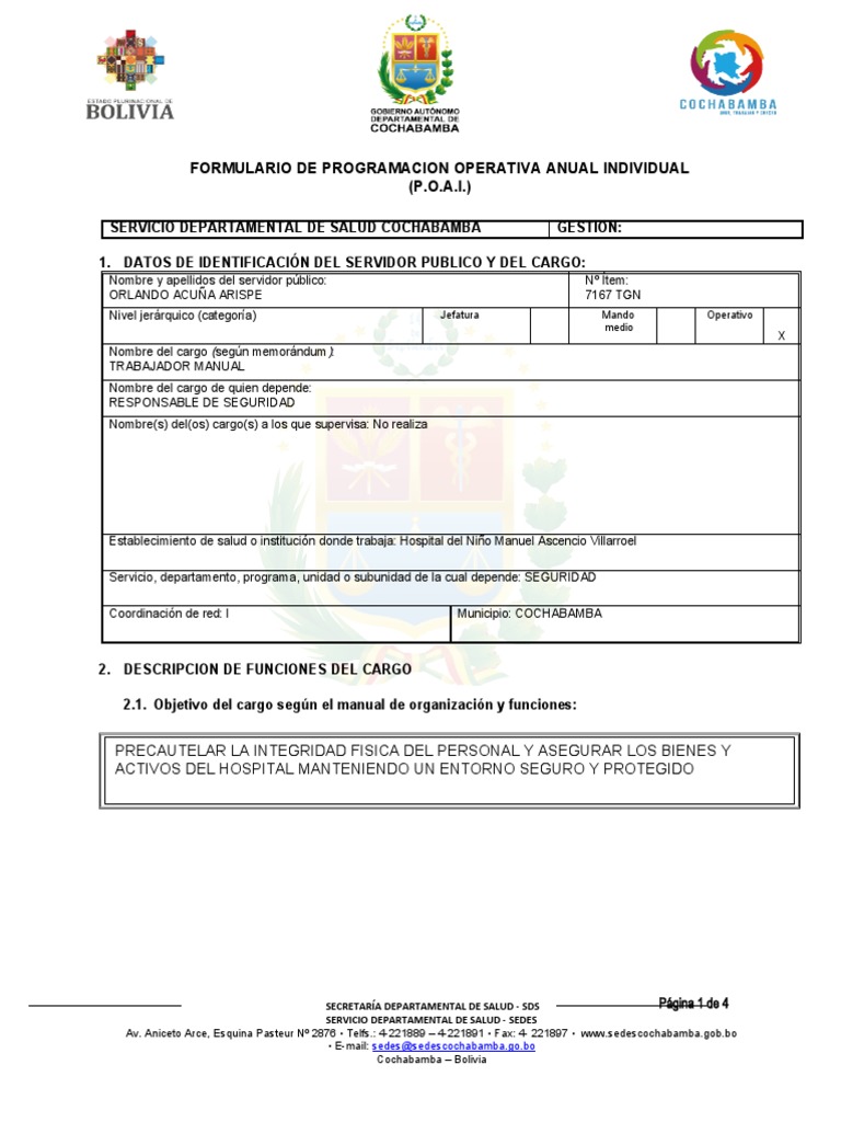 Formulario Poai 2022 Sedes Acuña | PDF | Hospital