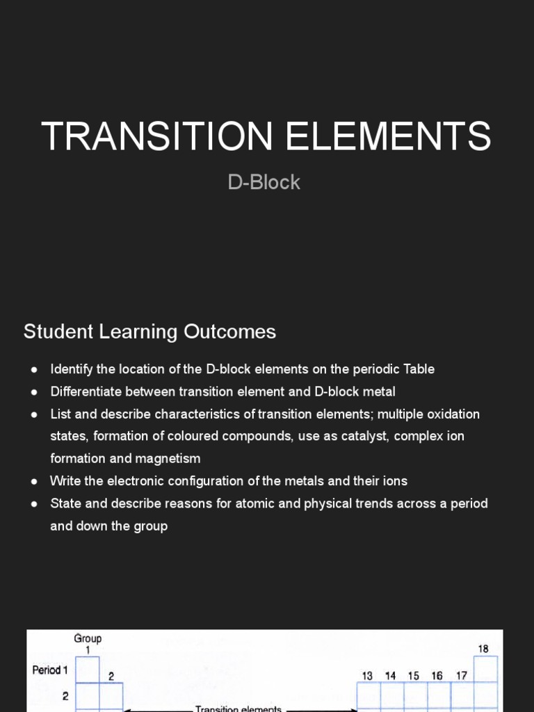 Transition Elements for Students | PDF | Transition Metals ...