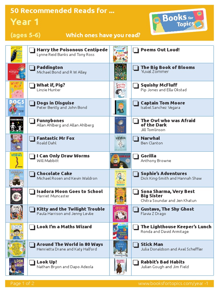 50 Must-Read Books for Year 1 | PDF | British Literature | Children's ...