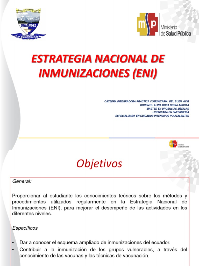 Estrategia Nacional de Inmunizaciones ENI | PDF | Vacunas | Inyección ...