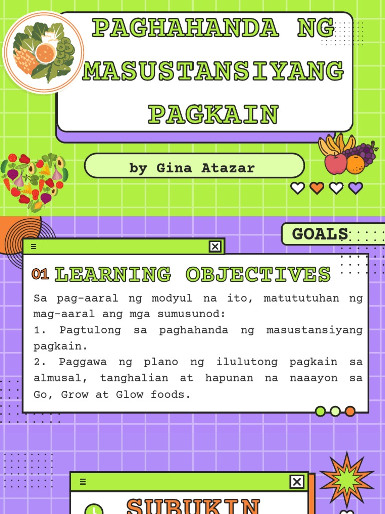 Paghahanda NG Masustansiyang Pagkain Powerpoint | PDF