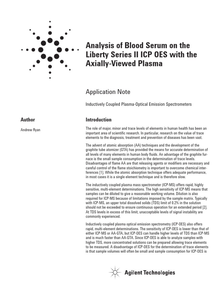 Analysis of Blood Serum On The Liberty Series II ICP OES With The ...