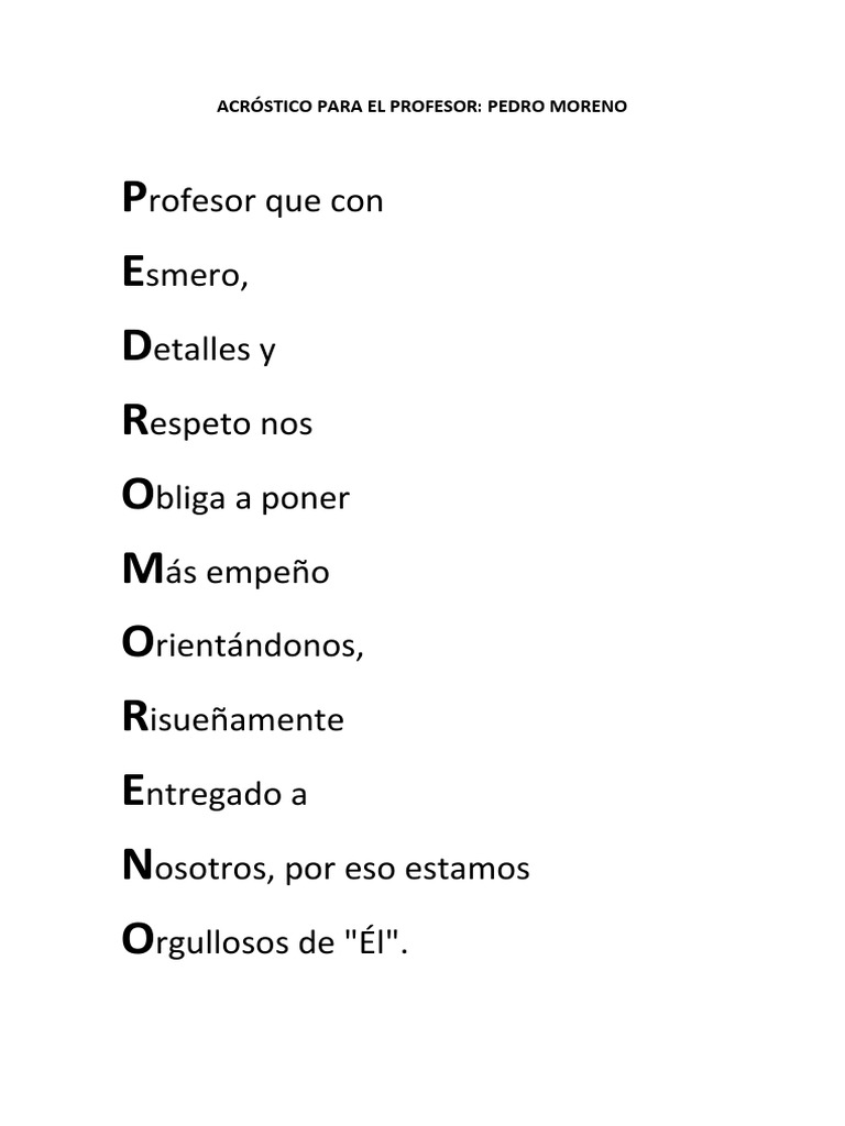 Acróstico para El Profesor | PDF