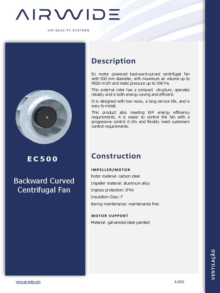EC500 Backward Curved Centrifugal Fan | PDF