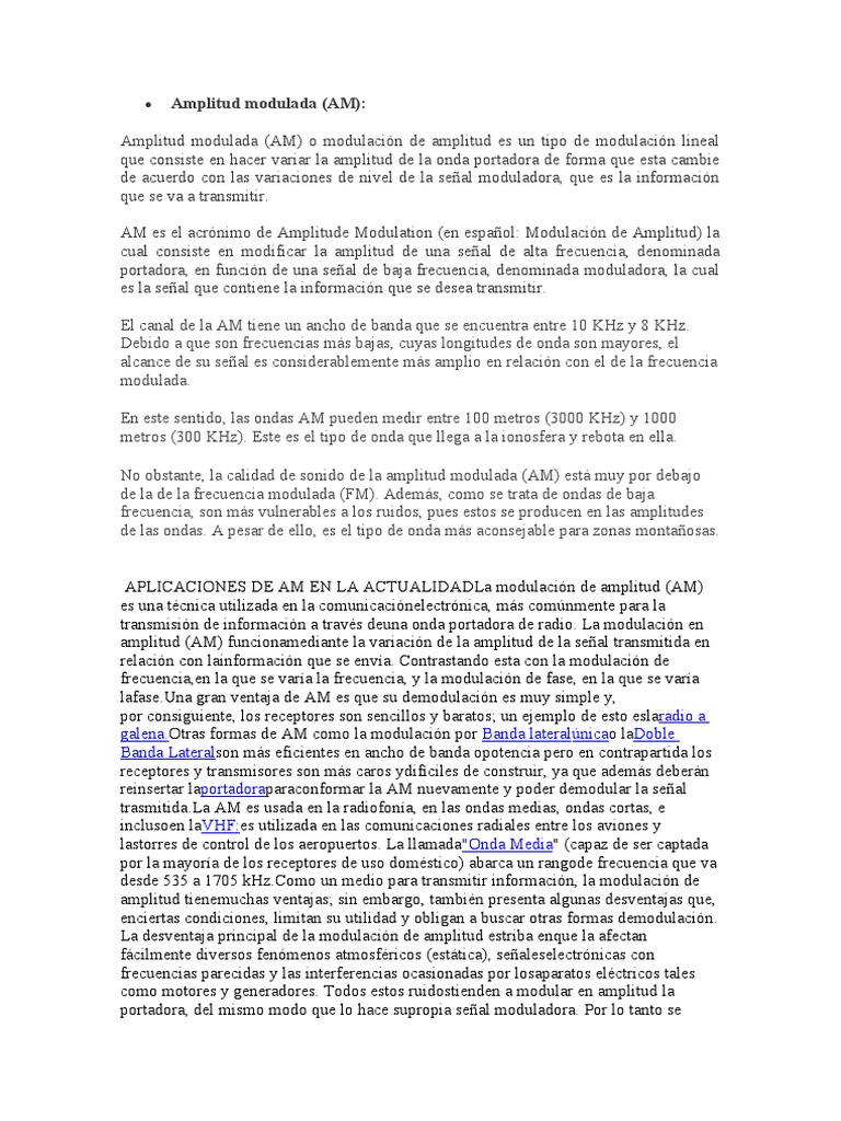 Introducción a la Amplitud Modulada | PDF | Modulación | Modulación de ...