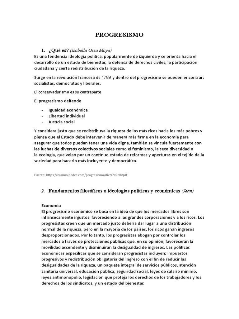 Exposición Del Progresismo | PDF | Progresismo | Desigualdad económica