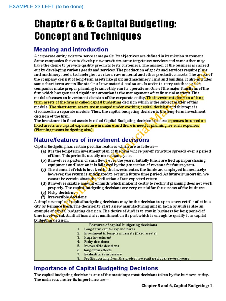 CH 5 6 Capital Budgeting | PDF | Depreciation | Net Present Value