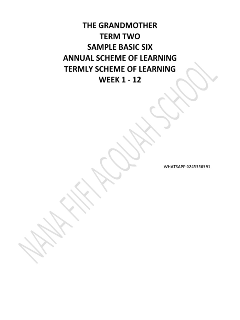 The Grandmother Term Two Sample Basic Six Annual Scheme of Learning ...