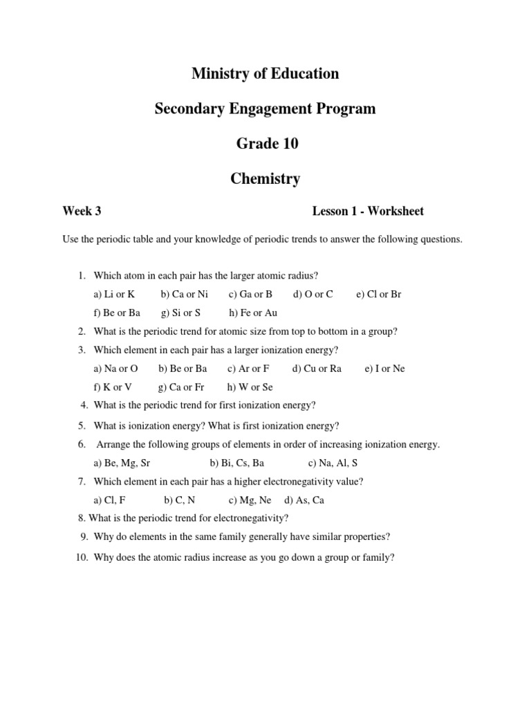 Grade 10 Chemistry Week 3 Lesson 1 Worksheet 1 and Solutions | PDF | Condensed Matter Physics ...