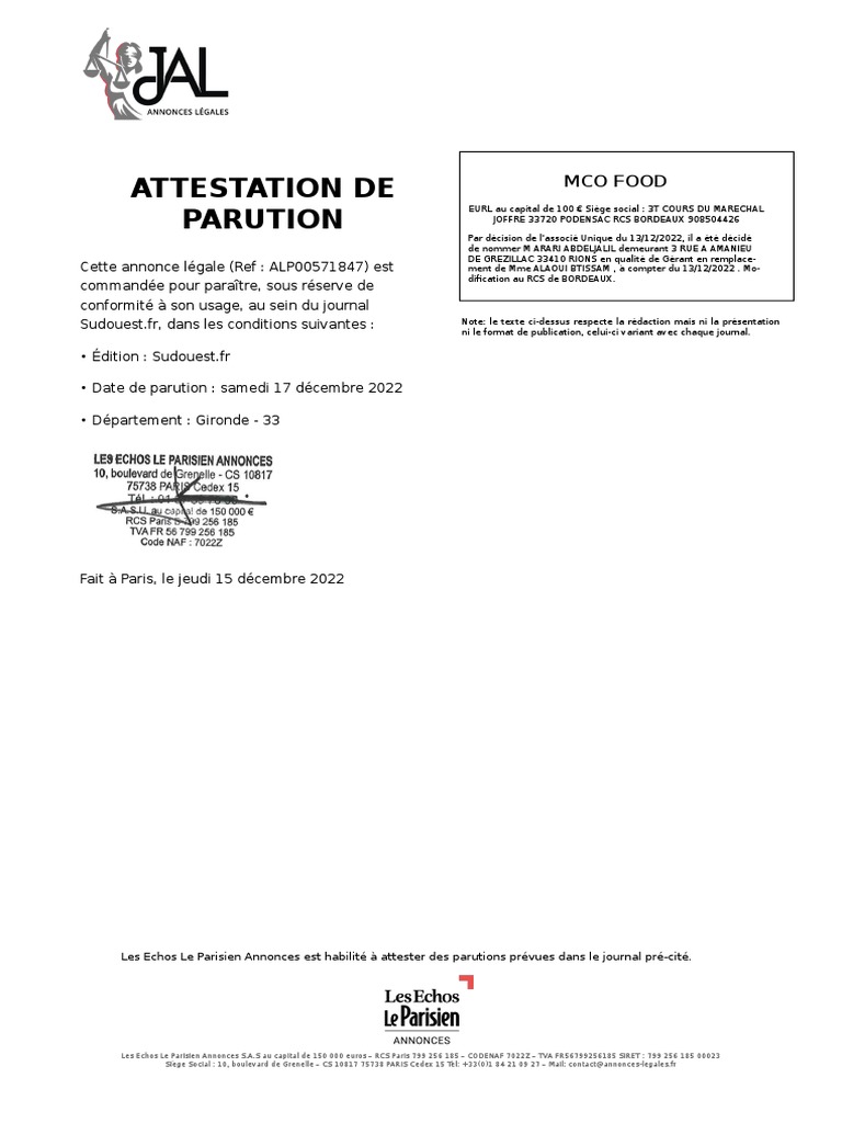 Attestation Alp00571847 | PDF