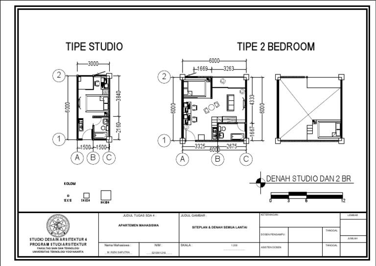 Denah Studio Dan 2 BR PDF | PDF