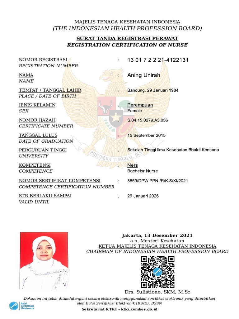 Surat Tanda Registrasi Perawat | PDF