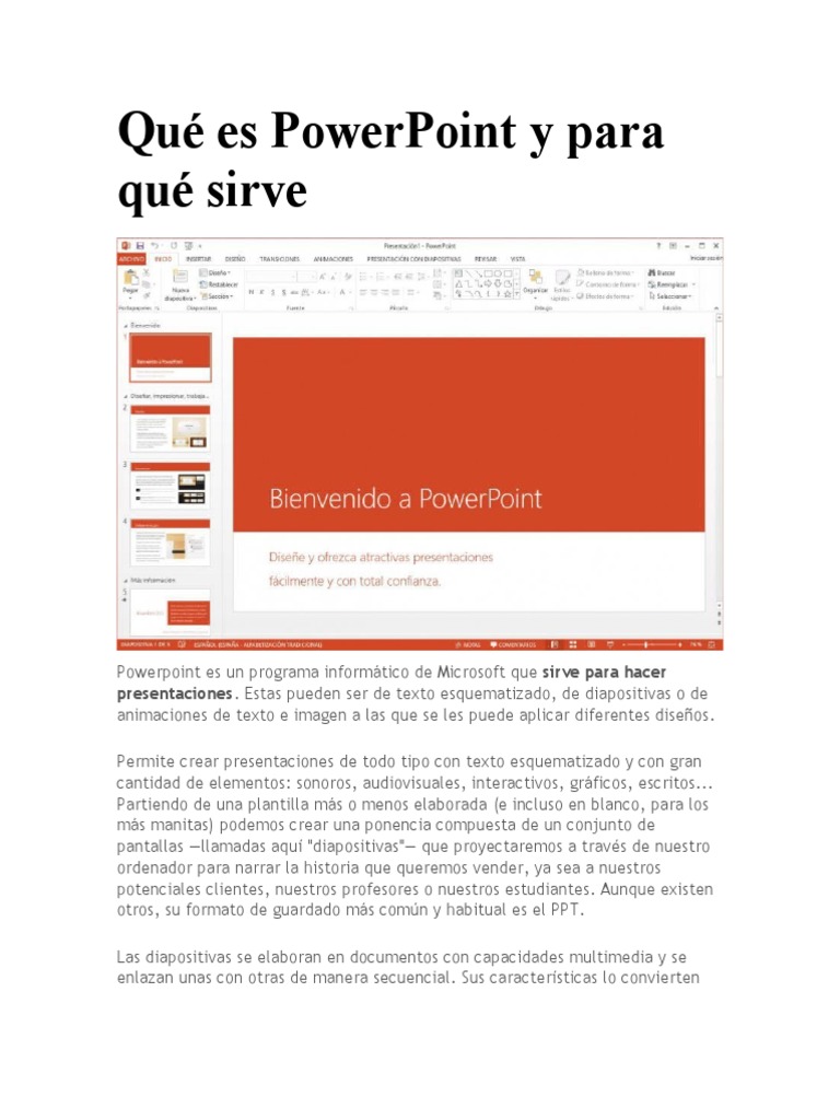 Qué Es PowerPoint y para Qué Sirve | PDF | Microsoft PowerPoint | Imagen Qué Es PowerPoint y para Qué Sirve | PDF | Microsoft PowerPoint | Imagen