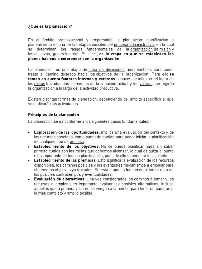 Qué Es La Planeación | PDF | Planificación | Business