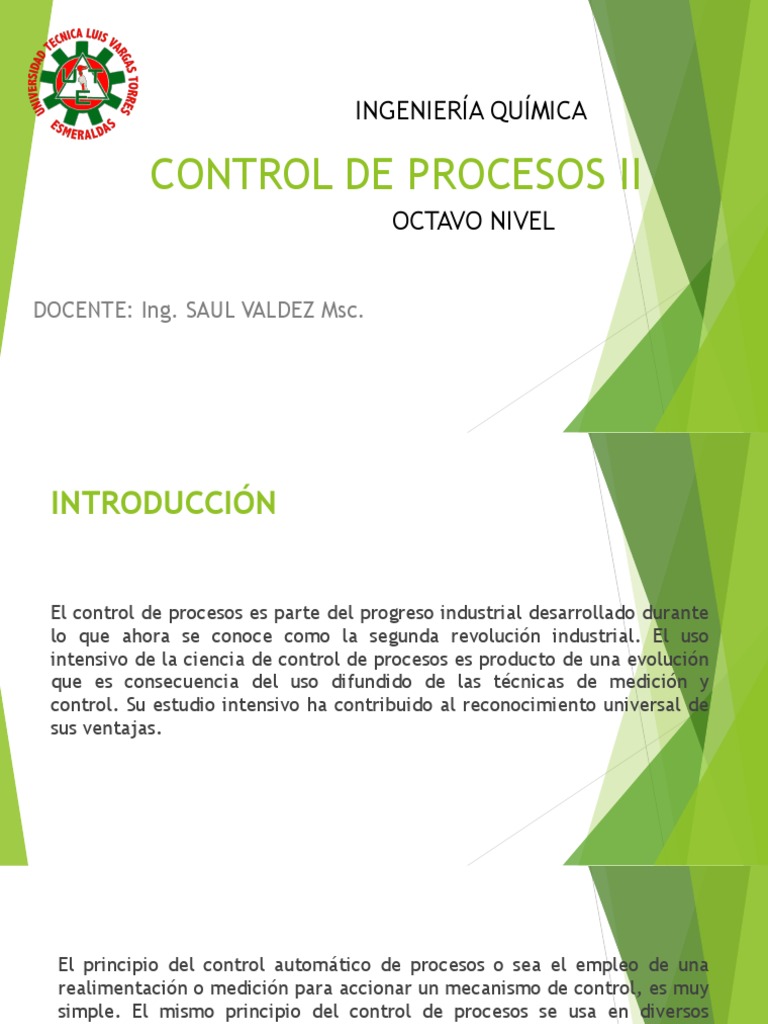 Diapositivas CONTROL DE PROCESOS II UNIDAD I PDF | PDF | Sistema de ...