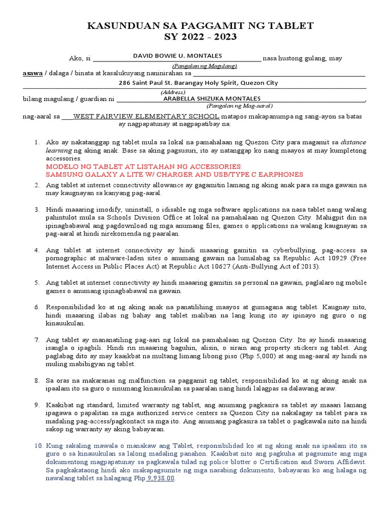 Katibayan Sa Pagpapahiram Annex A QC User Agreement Policy Guidelines ...
