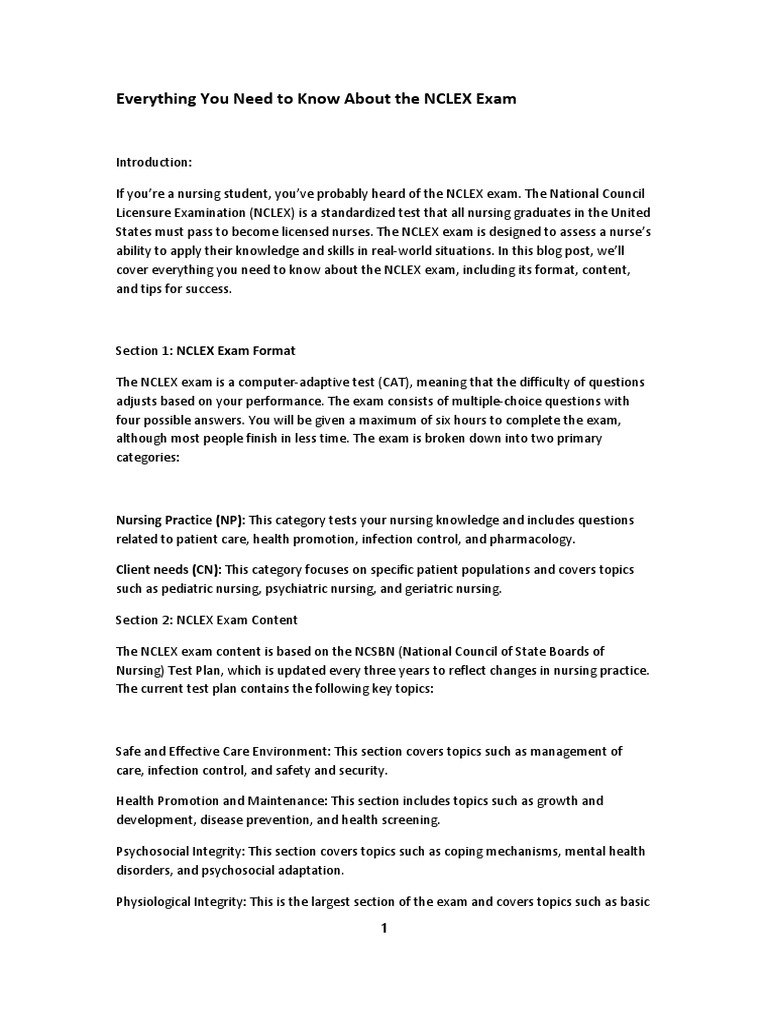 Nclex Exam NOTES | PDF | National Council Licensure Examination ...