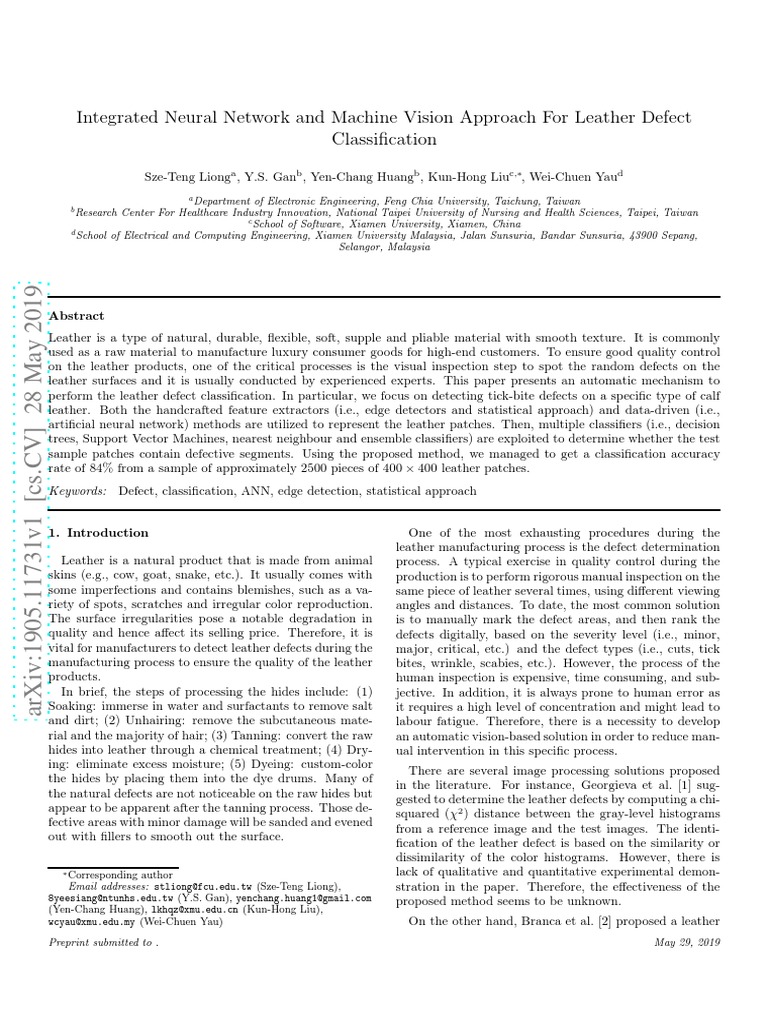 Integrated Neural Network and Machine Vision Approach For Leather ...