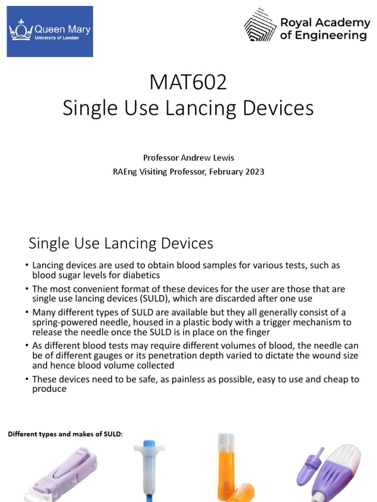 Single Use Lancing Device - Prof Andrew Lewis | PDF | Plastic | Life ...