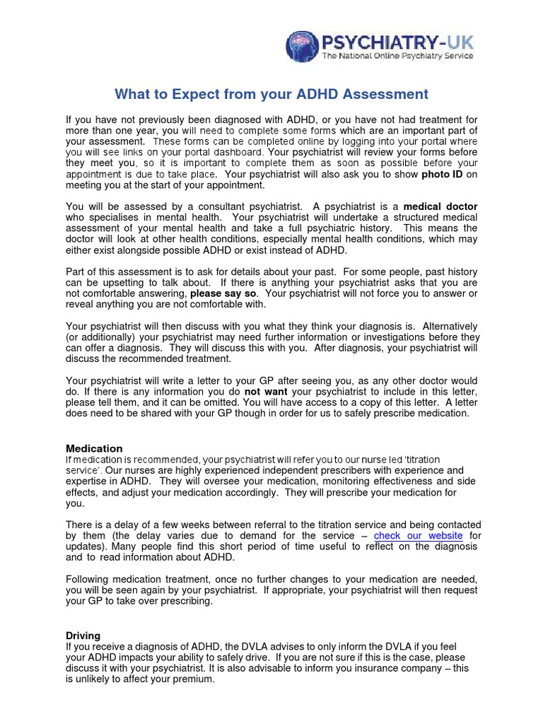 What To Expect From Your ADHD Assessment | PDF | Psychiatry | Attention ...