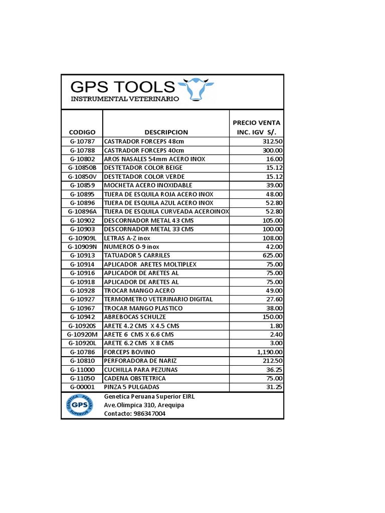 GPS Tools Lista de Precios 2022 PDF | PDF