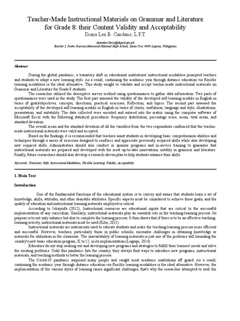 Ijrp-Format - For-Publication - Diana Len-Candano | PDF | Learning | Teachers