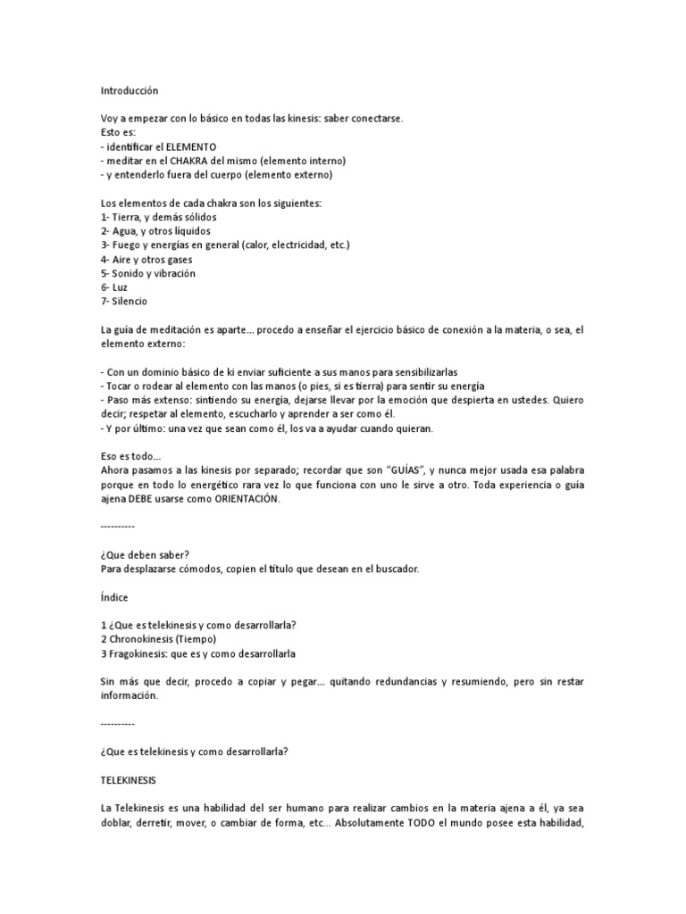 Guía de Kinesis: Telekinesis y Fragokinesis | PDF | Mente | Percepción