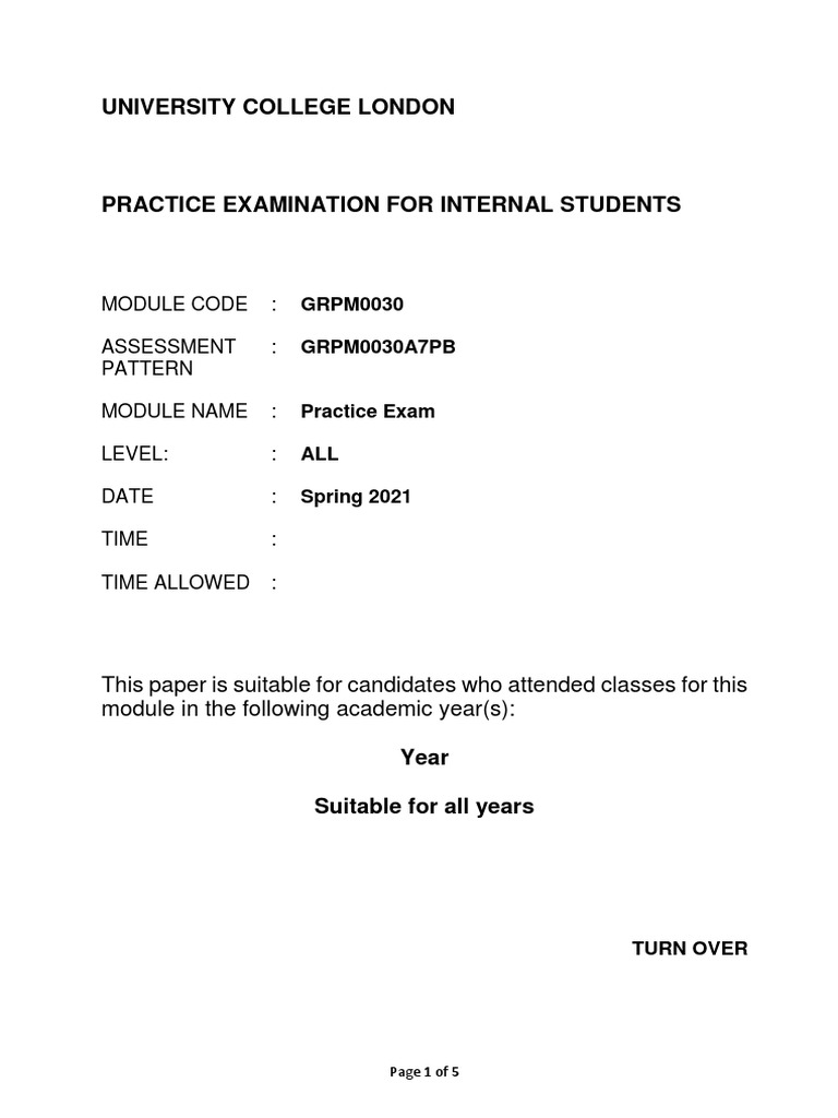 Practice Exam Centrally Managed Exams PDF | PDF | Career & Growth