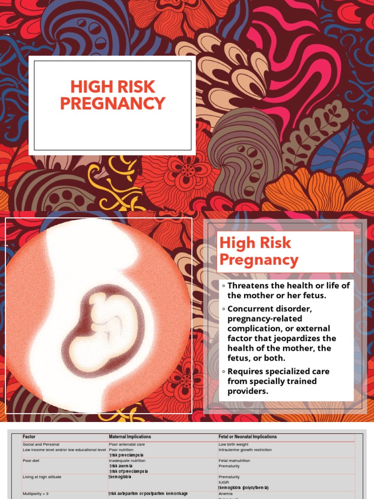 HIGH RISK PREGNANCY FACTORS AND COMPLICATIONS | PDF | Childbirth ...