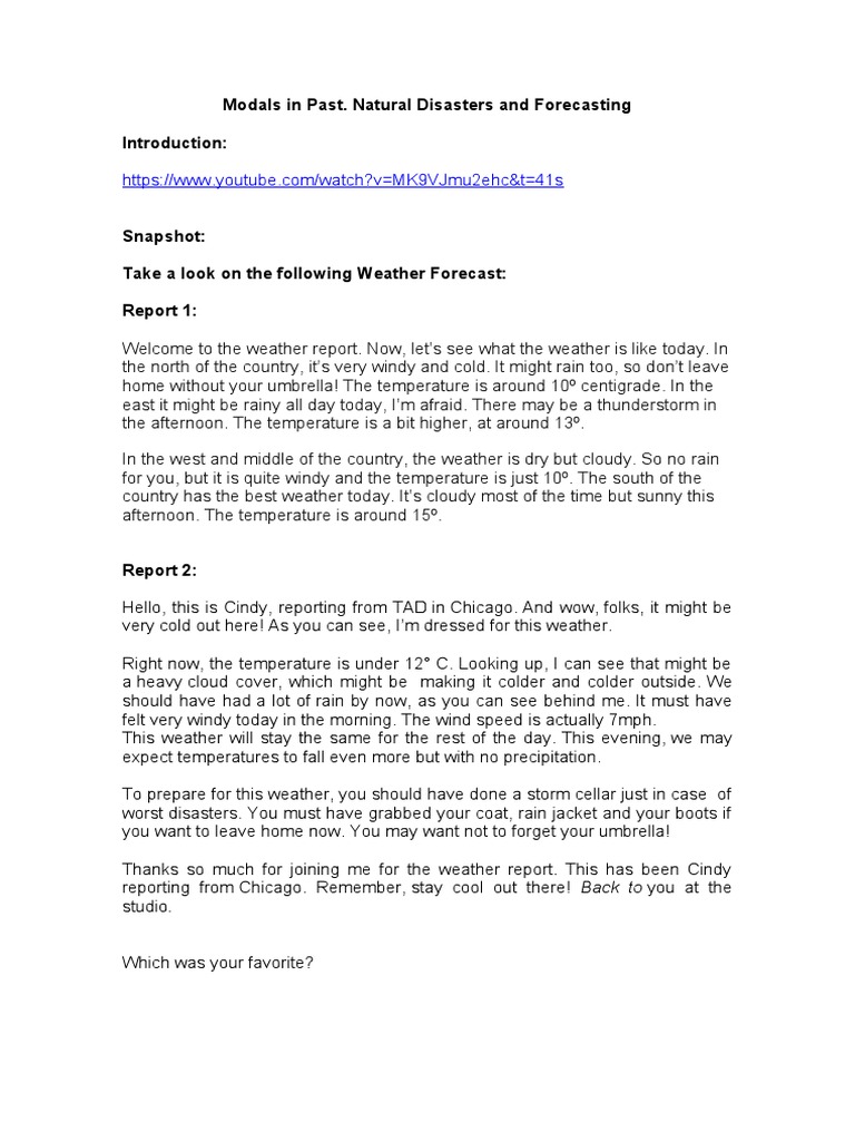 Writing Weather Reports for Kids | PDF | Verb | Weather